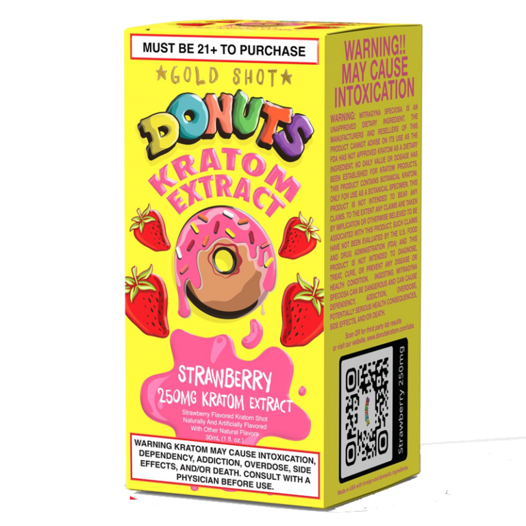 Donuts Gold Strawberry Kratom Shot, 250mg - 30ml