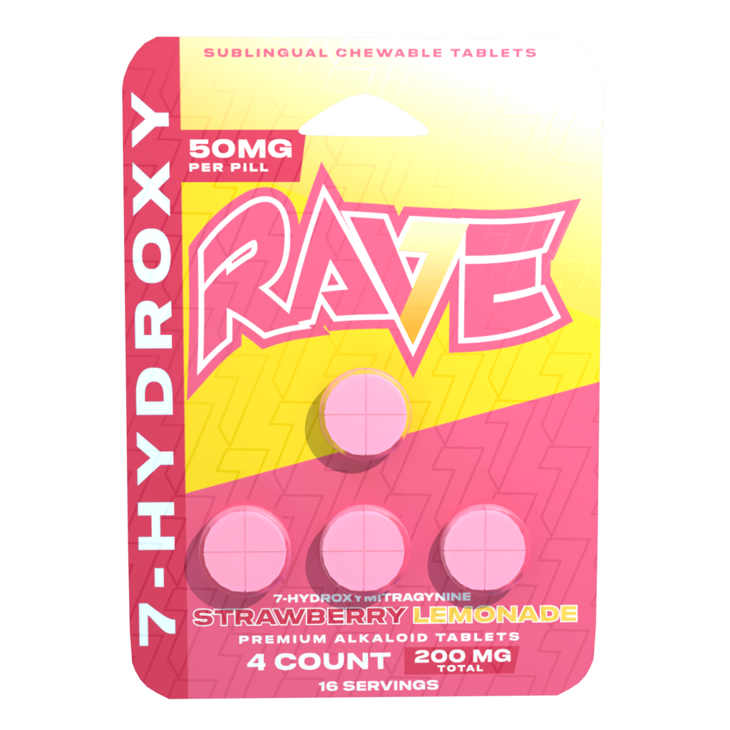 Rave Kratom 7-OH Strawberry Lemonade Tablets, Shop Now And Save