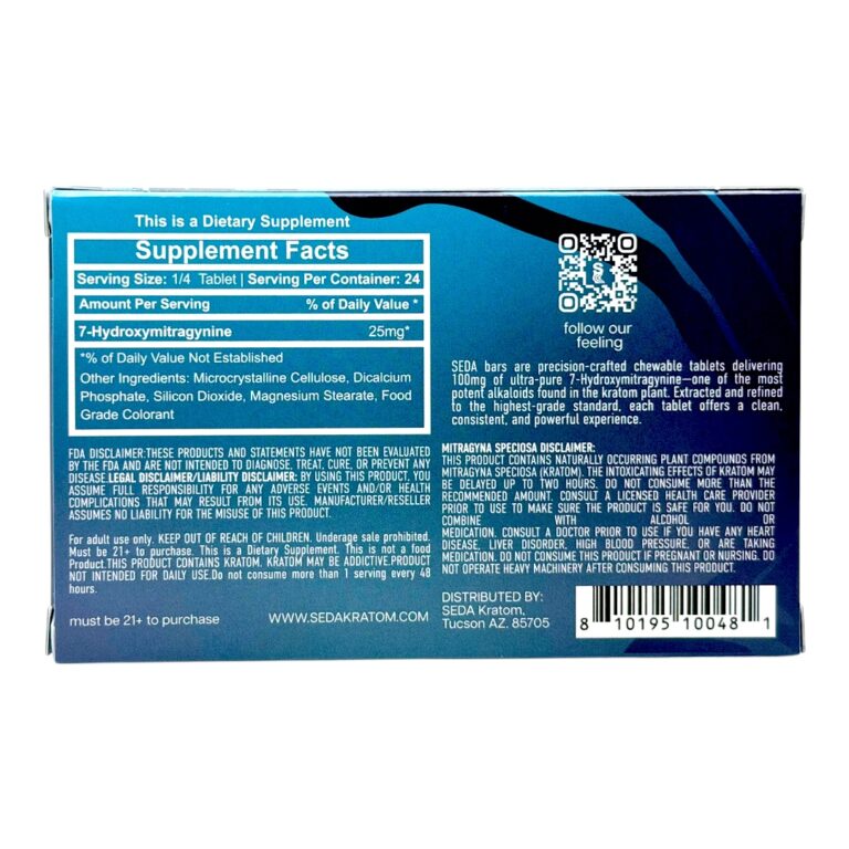 Seda 7-OH Chewable Flavored Tablets 100mg X 6ct | PaylessKratom